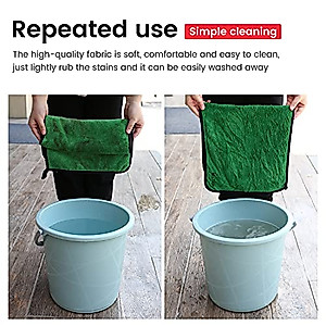 yantu Plush Microfiber Car Drying Towel 24” x 12” (16 Pack) Multipurpose Edgeless Cleaning Towel for Household, Auto Washing, Car Drying, Detailing (Yellow+Green)