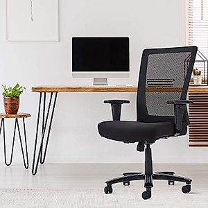 CLATINA Big and Tall Office Chair 400lbs, Heavy Duty Ergonomic Mesh Chair, Computer Executive Desk Chair with Wide Thick Seat, Adjusting Arm, Waist Support Swivel Task Seats