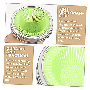DOITOOL 2pcs Mason Jar Lids Canning Kit Jar Sprouter Lids Sprouting Jar Strainer Lids Sprouting Strainer Screen Sprout Maker for Home Sprouting Lid Sprouting Jar Lids Green Glass Bottle