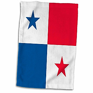 3D Rose Flag of Panama-Central America-Panamanian Red White Blue Squares Stars-Country World Towel, 15" x 22", Multicolor