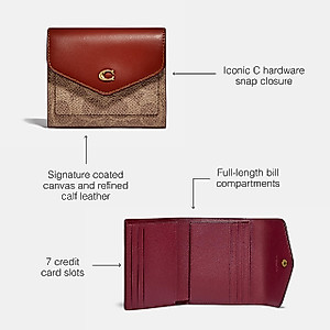 Coach Color-block Coated Canvas Signature Wyn Small Wallet, B4/Tan Rust, One Size