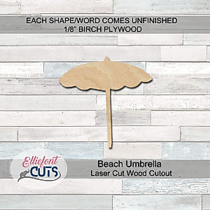 Beach Umbrella Wooden Cutouts for crafts, Laser Cut Wood Shapes 5mm thick Baltic Birch Wood, Multiple Sizes Available