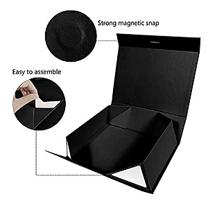 10.5" Large Gift Box with Magnetic Lid and Ribbon for Christmas,Valentine's day,Birthdays, Bridal Gifts,Weddings,DIY and so on(Large, Black)