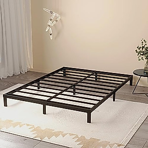 Maenizi King Size Bed Frame No Box Spring Needed, 8 Inch Heavy Duty King Platform Bed Frame Support Up to 3000 lbs, Easy Assembly, Noise Free, Black