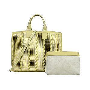 Women Fashion Leather Handbags Large Satchel Purses Woven Totes Top-handle Bag for travel/work/gift set (Green)