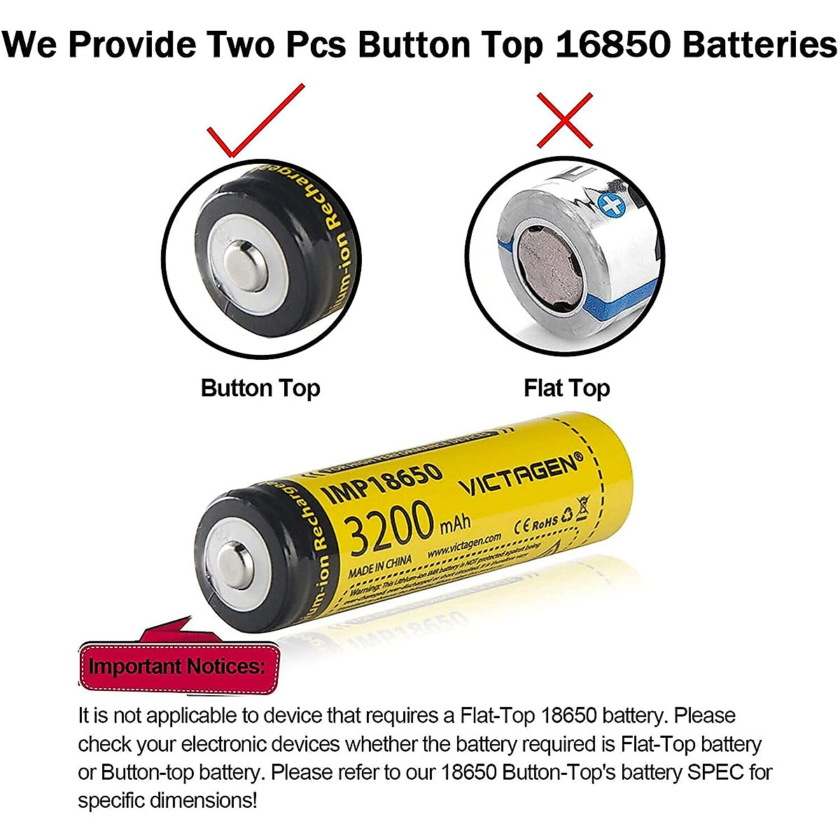 VICTAGEN Rechargeable Battery Charger Set, Speedy Charging for Batteries 3.7V Lithium-ion 18650 18490 18350 17670 17500 16340(RCR123) 14500, 1.2V Ni-MH&Ni-Cd, AA, AAA Rechargeable Batteries