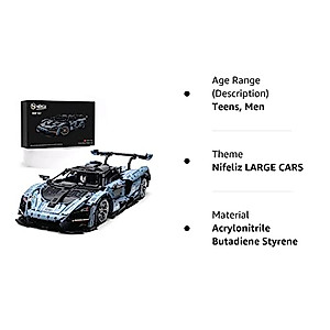 Nifeliz Sanna GTR Building Set, 1:8 Scale Sports Car Toy Model Building Kit, MOC Racing Building Blocks for Teens and Adults(3,780 Pieces)