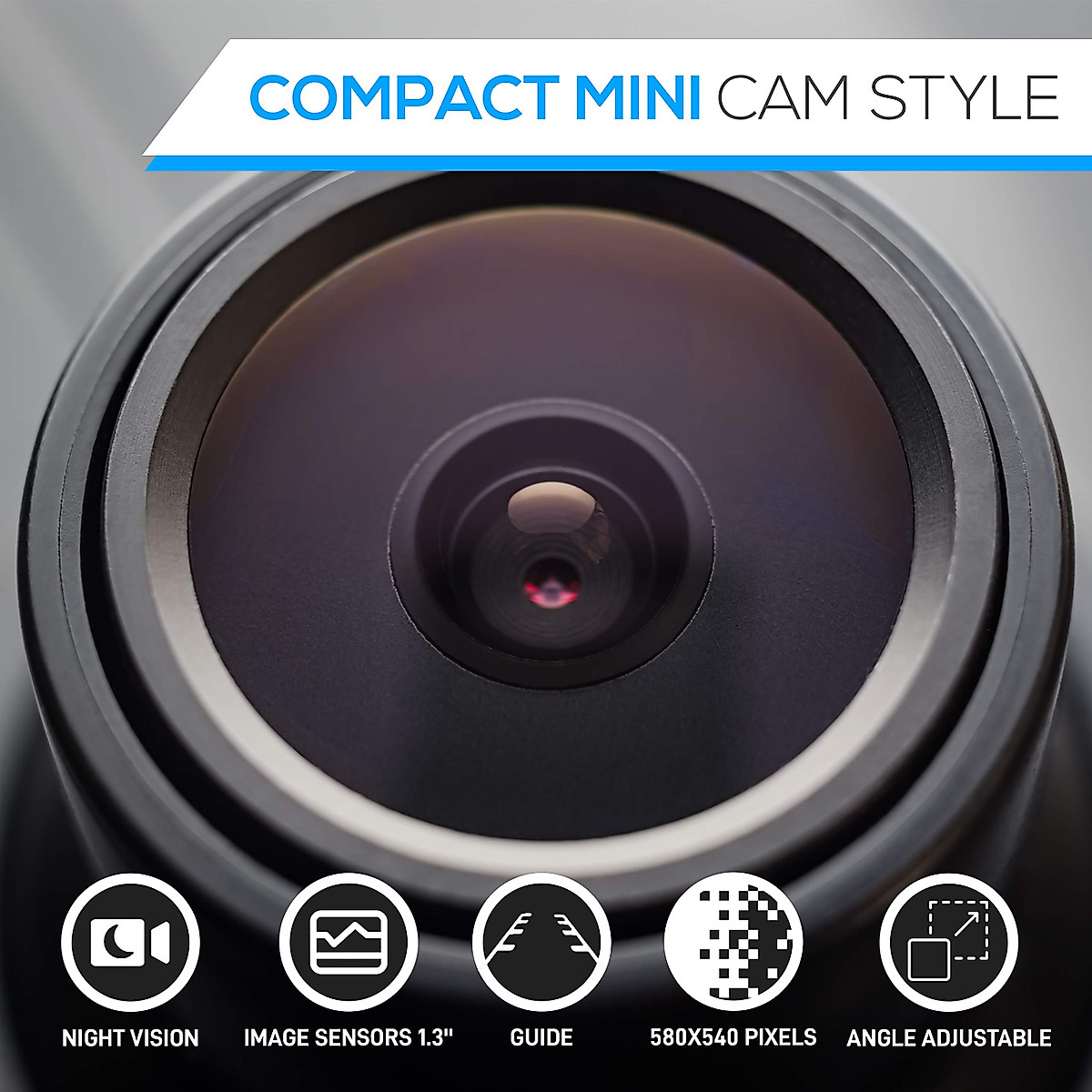 Universal Mount Front Rear Camera - Marine Grade Waterproof Built-in Distance Scale Lines Backup Parking/Reverse Assist Cam w/ Night Vision LED Lights 420 TVL Resolution & RCA Output - Pyle PLCM38FRV,Black