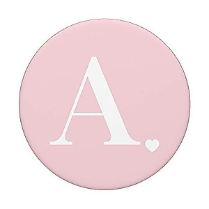 Light Pink White Monogram Letter A Initial Heart Design PopSockets Swappable PopGrip