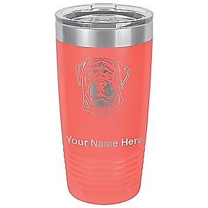 LaserGram 20oz Vacuum Insulated Tumbler Mug, Rottweiler, Personalized Engraving Included (Coral)