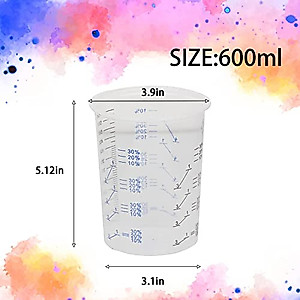 FEXIA 50-Pcs Resin Mixing Cups 600ml (20oz) Disposable Measuring Cups Plastic Measuring Cups for Art Epoxy Resin Supplies Kits Complete Set Molds Liquid Silicone Mica Powder Cooking Baking