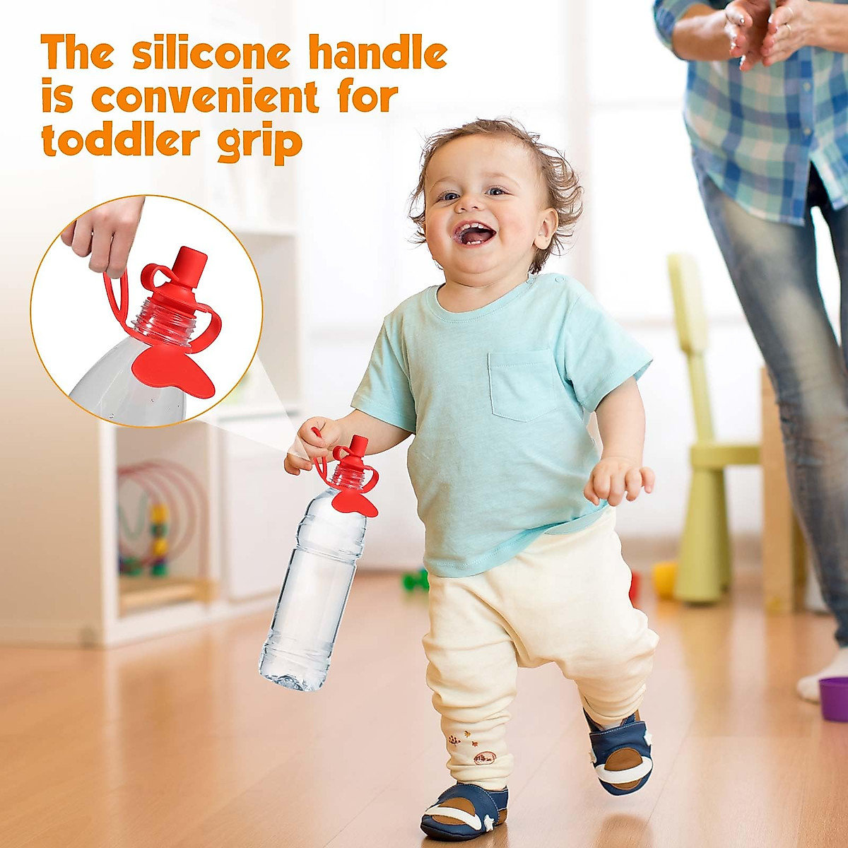 Mbotnee Baby Water Bottle Cap Silicone Bottles Top Spout Adapter Replacement for Toddlers Kids Adults, No Spill & BPA Free Protects Mouth (4 Pack)