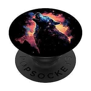 Howling Wolf Space Galaxy Stars Wolves Animal PopSockets Swappable PopGrip