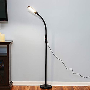 Brightech Vista 3-in-1 Desk Lamp for Living Rooms, LED Floor Lamp, Tall Lamp with Remote Control, Work Light for Documents, Standing Lamp with Flexible & Adjustable Gooseneck for Reading and Crafts