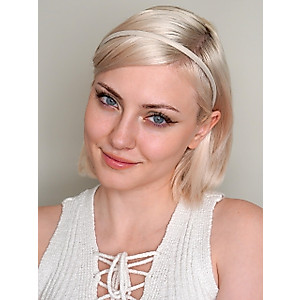 Heliums Thin Headbands For Women - 8mm Skinny Hairbands for Girls, 4 Count, Blends with Hair Color (Dark Blonde, Sandy, Beige and Ash Blonde)