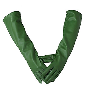 "NA" Women's Genuine Sheep Leather Unlined Long Opera Elbow Length Evening Party Dress Gloves (50-52 cm) by LEATHER CANADA (Green, Large)