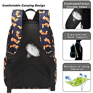 Xunteny Fox Girls School Backpack for Kids Teens, Elementary Middle School Backpacks Bookbag Set with Lunch Bag Pencil Case