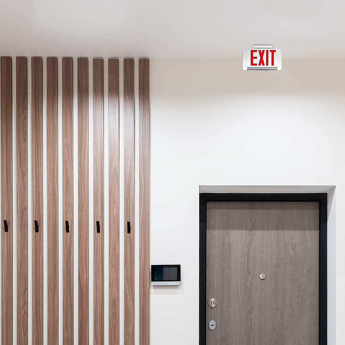 Ciata 2 Pack Ultra Bright Energy-efficient Lighted Exit Signs with Battery Backup, Indoor Led Emergency Exit Sign, Battery Powered Exit Sign, Exit Signs for Business, Led Adjustable Light Pipe Combo