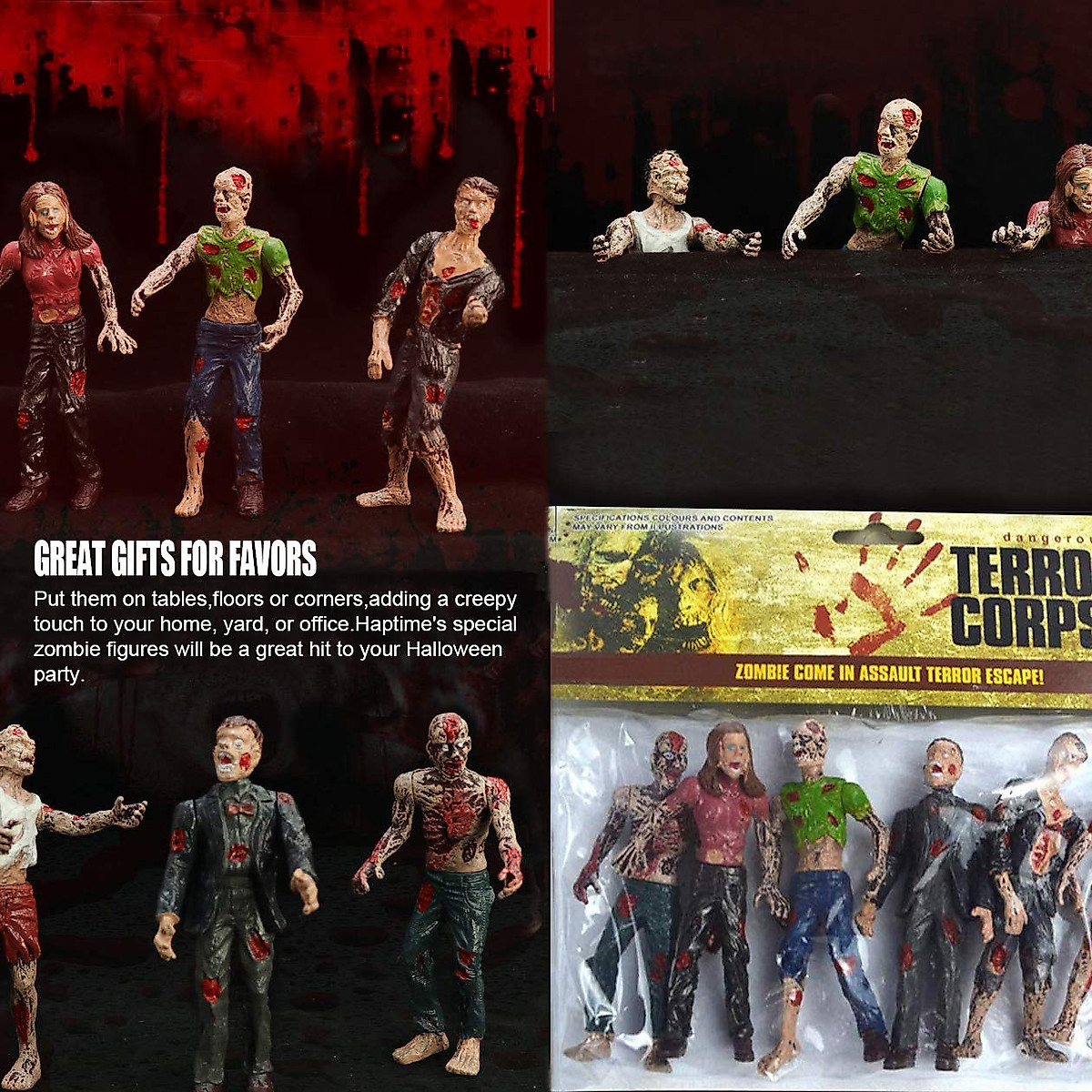 Lynkaye 6 Pcs Zombie Dolls Action Figures Toys Walking Dead Toys Terror Corpse Articulated Joints Miniature Model for Halloween Party Decorations As Gifts for Kids Toys