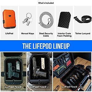 VAULTEK LifePod Secure Waterproof Travel Case Rugged Electronic Lock Box Travel Organizer Portable Handgun Case with Backlit Keypad (Rush Orange)