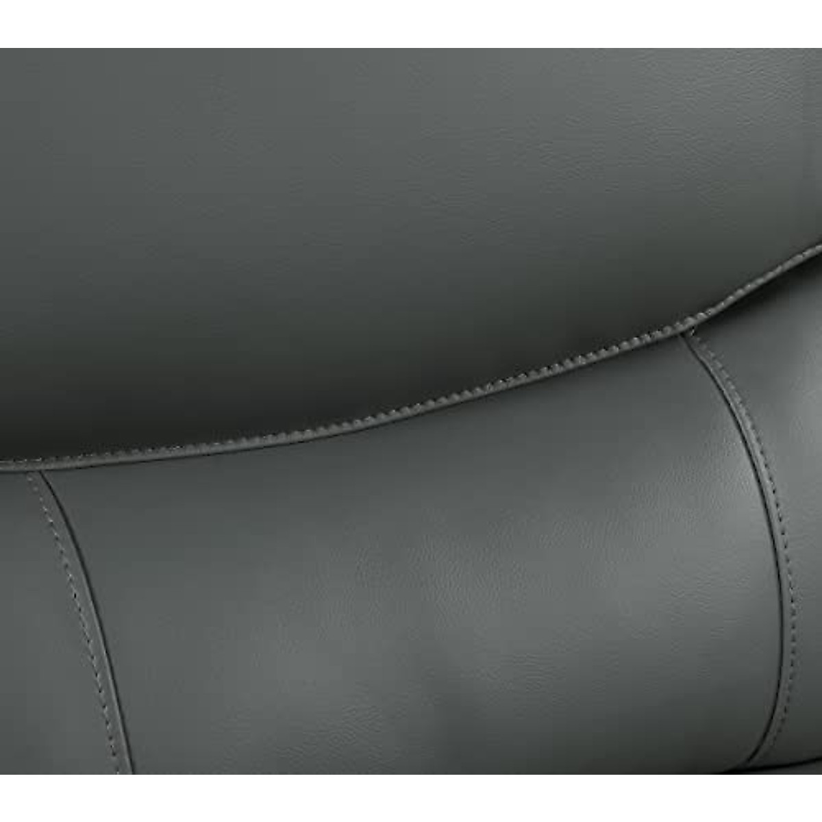 Blackjack Furniture Binion 1 Piece Modern Genuine Leather Sofa for Living Room with Padded Headrest, Wide Arms & Chrome Accents, Elegant Upholstered Couch, Sofa, Gray