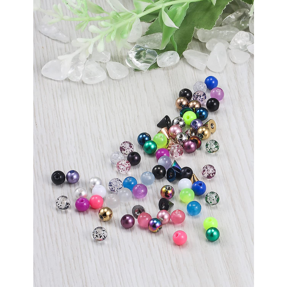 Ocptiy 14G 5mm Replacement Balls Fake Piercing Part Stainless Surgical Steel Lip Septum Eyebrow Labret Monroe Nipple Tongue Belly Navel Ring Cartilage Tragus Industril Earring Fuax Piercing Jewelry