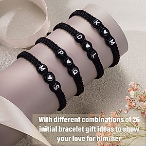 Initial Bracelet Braided Bracelets for Women Teen Gifts Letter Charm C&J Handmade Cuff Best Friend Birthday Gifts for Girlfriend Boyfriend Husband Christmas Jewelry