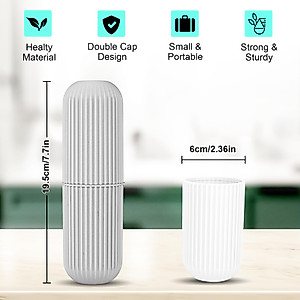 UCEC Toothbrush Case for Traveling, Portable Toothbrush Holders Travel Case, Toothbrush Holders for Travel, Camp, Home, School, Business, Bathroom, 2 Pack (Grey, White)