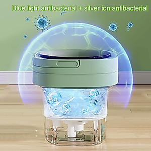 Portable Washing Machine, Folding Mini Washing Machine with Drain Basket, Fully-automatic Electric Foldable Tub Laundry Washer and Soft Spin Dry for Socks, Baby Clothes, Towels, Delicate Items (Color
