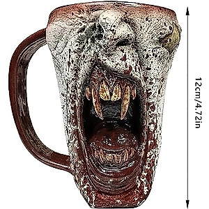 Gothic Vampire Half Face Mug + Small Spoon Set, Halloween Horror Funny Thriller Bloody Scary Coffee Mugs Handmade Half Face Mugs, Halloween Mugs, Thriller Christmas Gifts, Party Supplies, Unique Birth