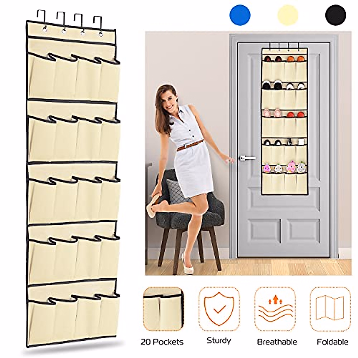 Over the Door Shoes Rack 10-Pair Shoes Organizer 5-Layer Hanging Storage Shelf for Closet Cabinet Slippers Toys