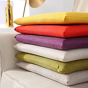 XRuixiEr 2pcs Chair Cushion,Square Seat Pad Stool Cushion Soft Cushion Memory Foam Chair Pad with Removable Zippered Cover for Dining Garden Kitchen-Yellow 40x40cm(15.7x15.7in)