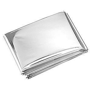 Primacare HB-10 Emergency Foil Mylar Thermal Blanket (Pack of 10), 52" Length x 84" Width, Silver