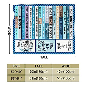 to My Son Blanket from Mom Ultra Soft Lightweight Blanket with Warm Words Cozy Flannel Blanket Gifts for Christmas Father's Day Birthday Thanksgiving Throw(51'' x 59'')