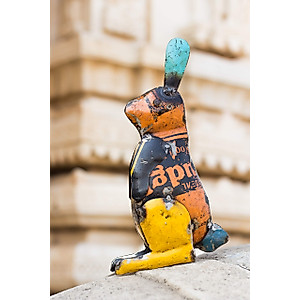 De Kulture Handcrafted Recycled Iron Bunny Decorative Collectible Figurine Showpiece Beautify Home Office Easter Décor| Ideal for Garden Balcony Terrace Decoration, 5x1.5x9 (LWH) Inches