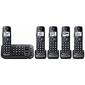Panasonic KX-TGE645M DECT 6.0 Digital Technology Expandable 5 Handset Cordless Phone with Answering Machine (Renewed)