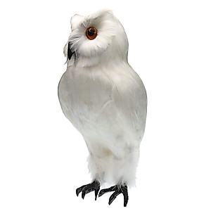 KODORIA Artificial Feathered Owl Realistic Bird Decoration Taxidermy Garden Decor - White 1
