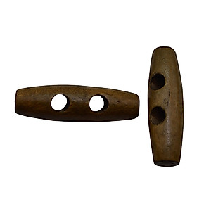 Yongshida 45mm X 13mm Olive Shape 2 Holes Scrapbooking Sewing Toggle Wood Buttons Pack of 10