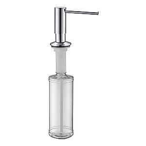 Soap Dispenser,Lotion Dispenser for Kitchen Sink,Built in Kitchen Soap Dispenser,Brass Pump Head in Sink Soap Dispenser with 13 Ounce Bottle,Chrome