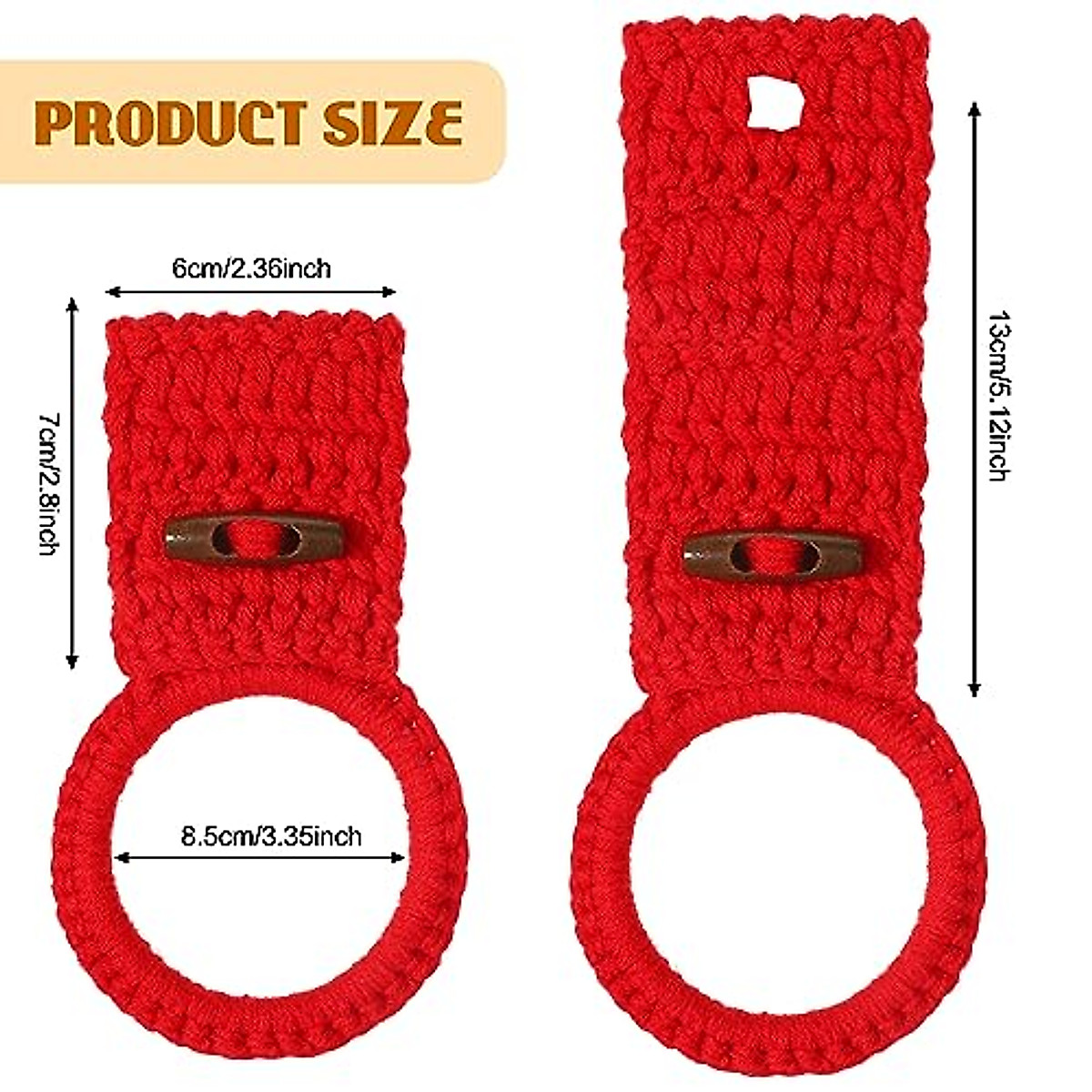 Hoolerry 8 Pcs Crochet Hanging Dish Towel Holder Hanging Kitchen Towels Ring Kitchen Towel Hanger with Hanging Loop Button for House Oven Stove Door, 8 Colors