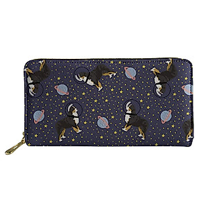 ELEQIN ID Card Holder Women Daily Wallet Space Bernese Mountain Dog Printed Credit Card Holder for Lady