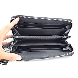 Liquor Brand Cherry Daisy Black zip Around wallet