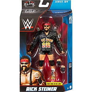 Mattel WWE Elite Collection Action Figure & Accessories, Series #104 Rick Steiner 6-inch Collectible with 25 Articulation Points & Swappable Hands