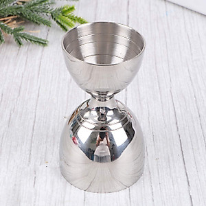 Hemoton Barware Stainless Steel Commercial 2oz. / 1oz. Bell Style Measuring Jigger Bar Tool- Brushed Finish, One Jigger (Silver)