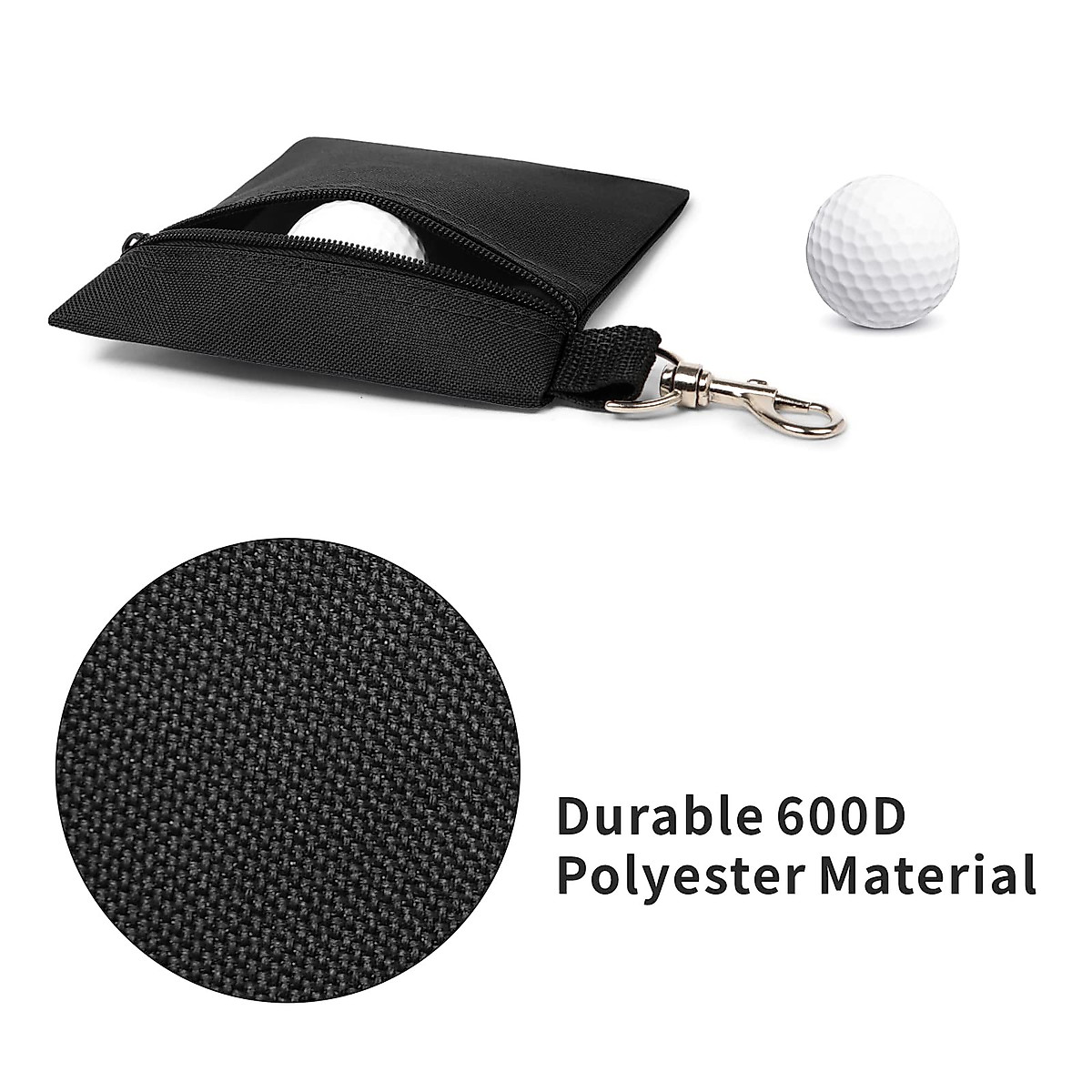 BuyAgain Golf Tee Pouch, 5.62 X 6.87 Inch Professional Zipper Golf Tee/Ball Pouch Bag with Metal Lobster Claw Clip