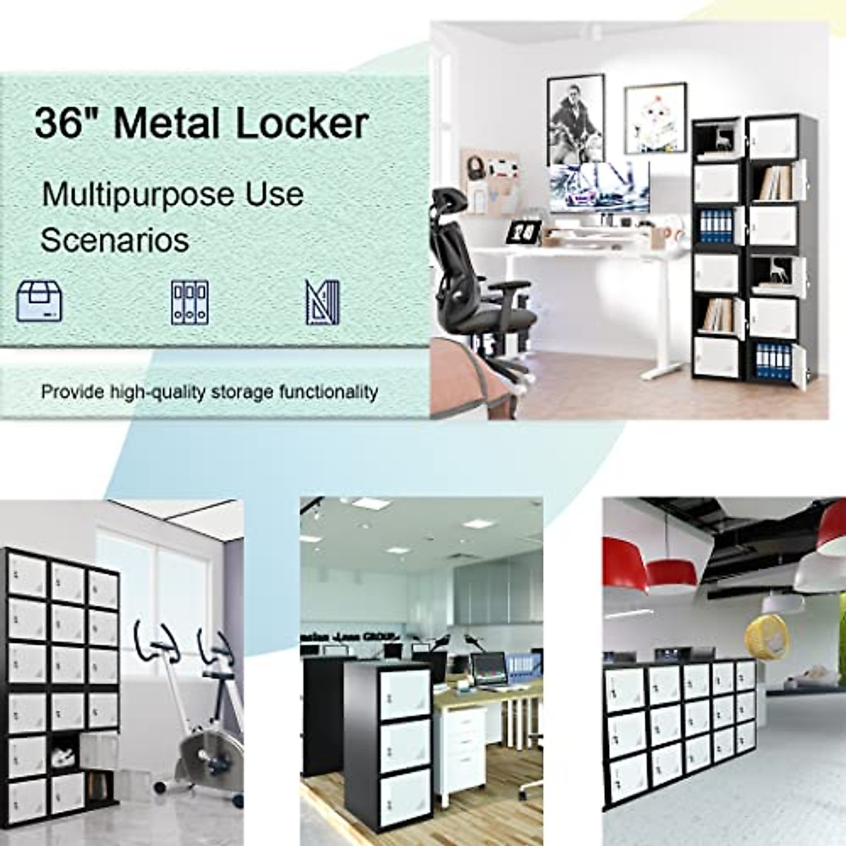 CBNTKI Metal Locker Storage Cabinet for School, Gym, Home, Office Employee Lock Box,Steel Organizer with 3 Doors & Keys (1)