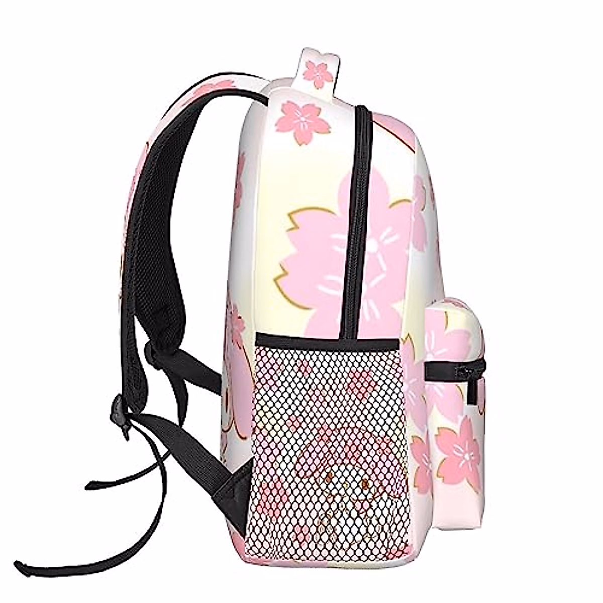 Cute My Bunny Melody And Flowers Backpack Cartoon My Bunny Melody Characters Backpack Double Shoulder Strap Adjustable Durable Laptop Bag Backpacks Lightweight Cute Travel Daypack With Keychain