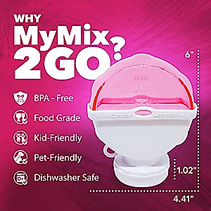 Multipurpose Protein Powder Container, Airtight Powder Container with Protein Powder Funnel, On-The-Go Supplement Container for Gym and Outdoor Enthusiasts, White/Pink, 120 CCs - MyMix2go