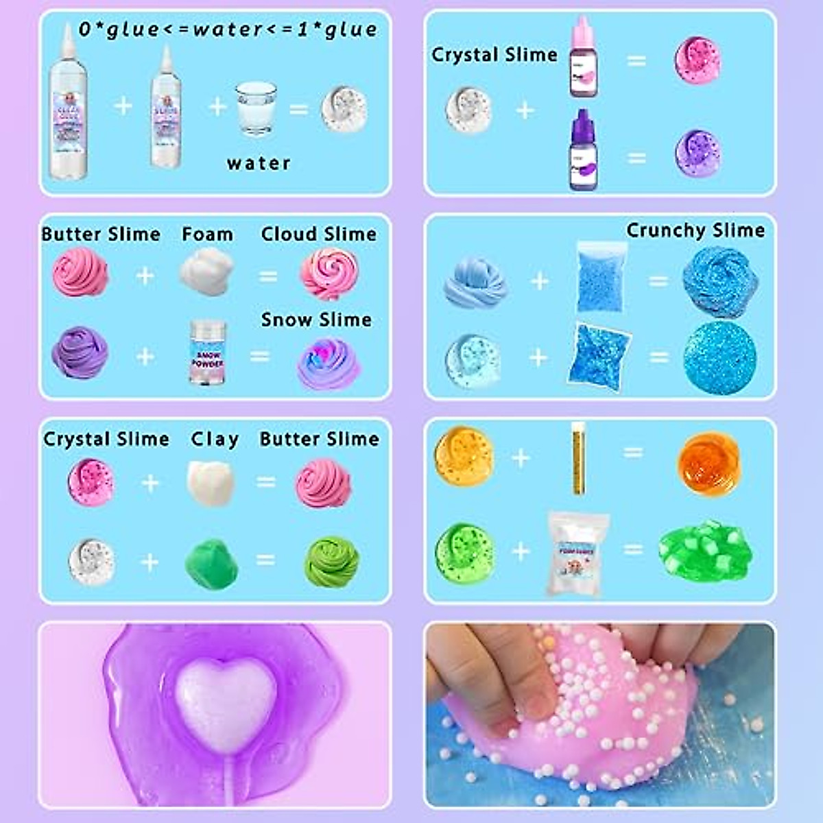 DIY Mermaid Slime Kit for Girls 10-12, Glow in The Dark Butter Slime Making Kit, Premade Fluffy Glitter Cloud Crunchy Slime Mermaid Toys for Kids 10+ Years, Birthday Party Favors Gift and Crafts