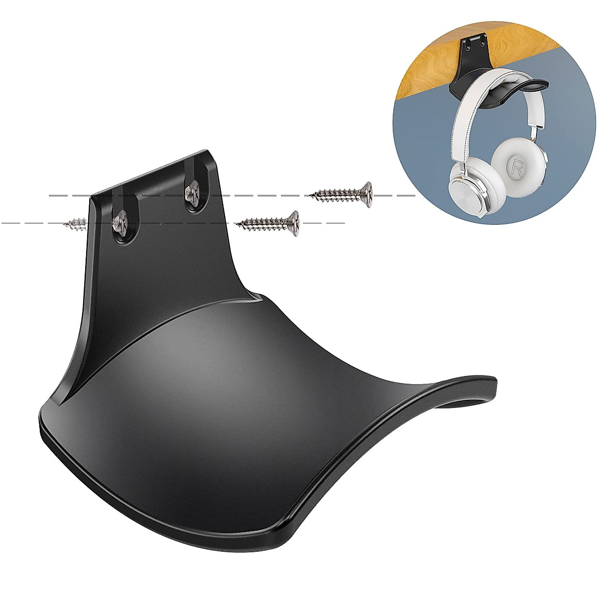 SIROLISA 2-Pack Never Fall Headphone Hooks Hanger Wall Mount, Headset Holder Stand for Universal Gaming Headset Airpods Max Sony Bose Beats, Strong Adhesive by Screws